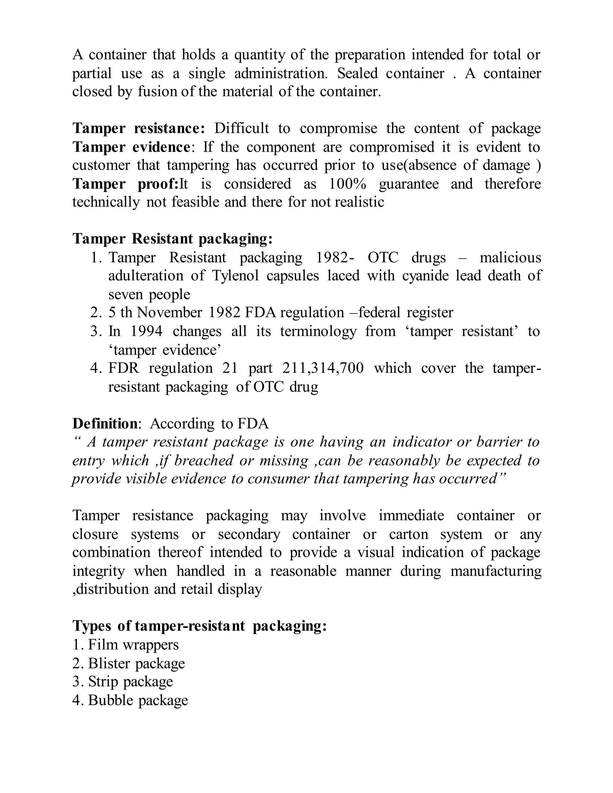 Temper proof packaging | DOCX