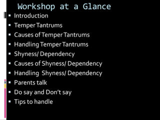 Temper tantrums vs shyness | PPT