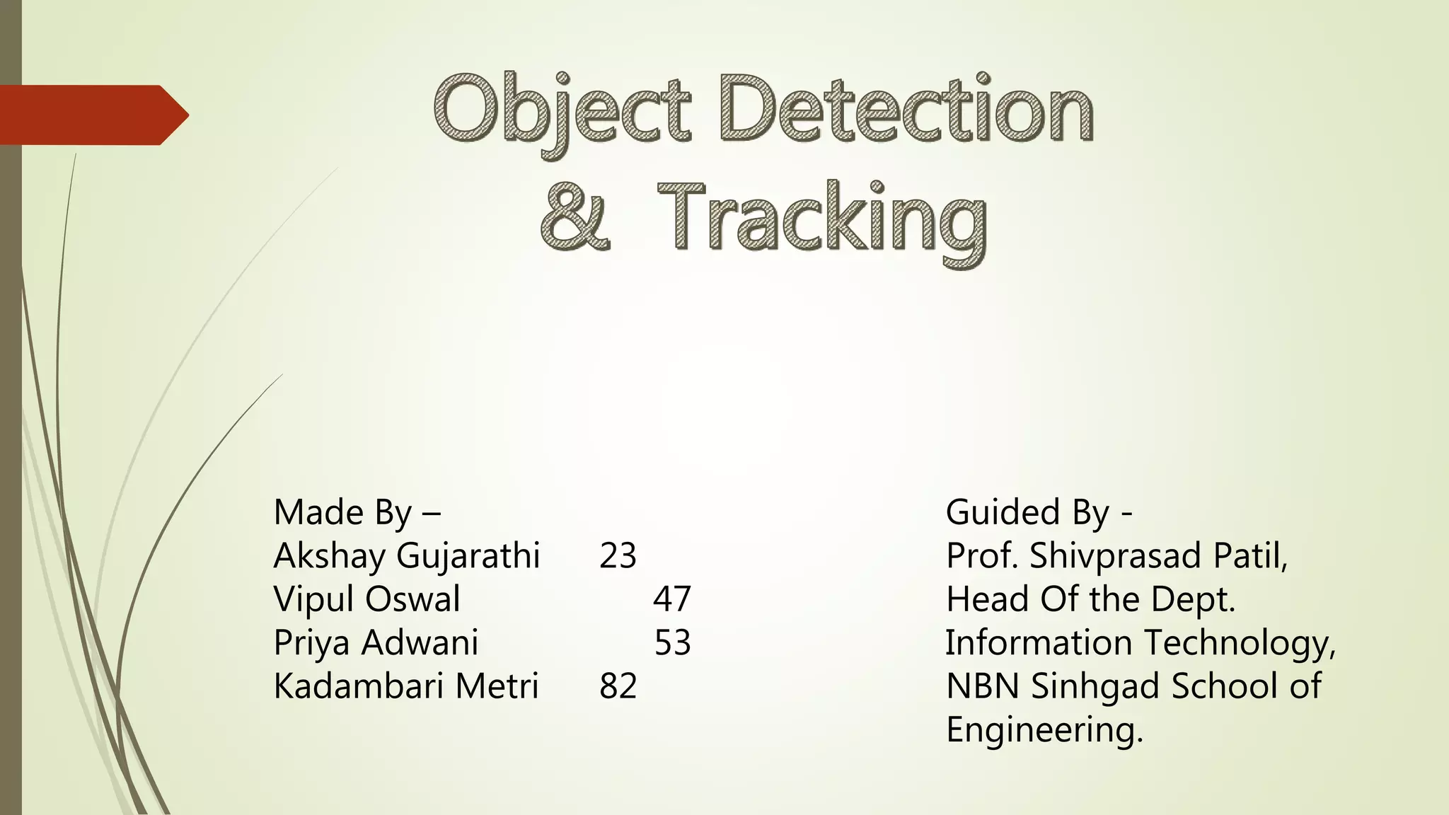 Object Detection And Tracking Ppt