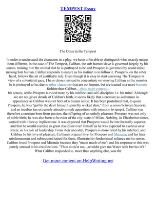 Tempest Essay | PDF