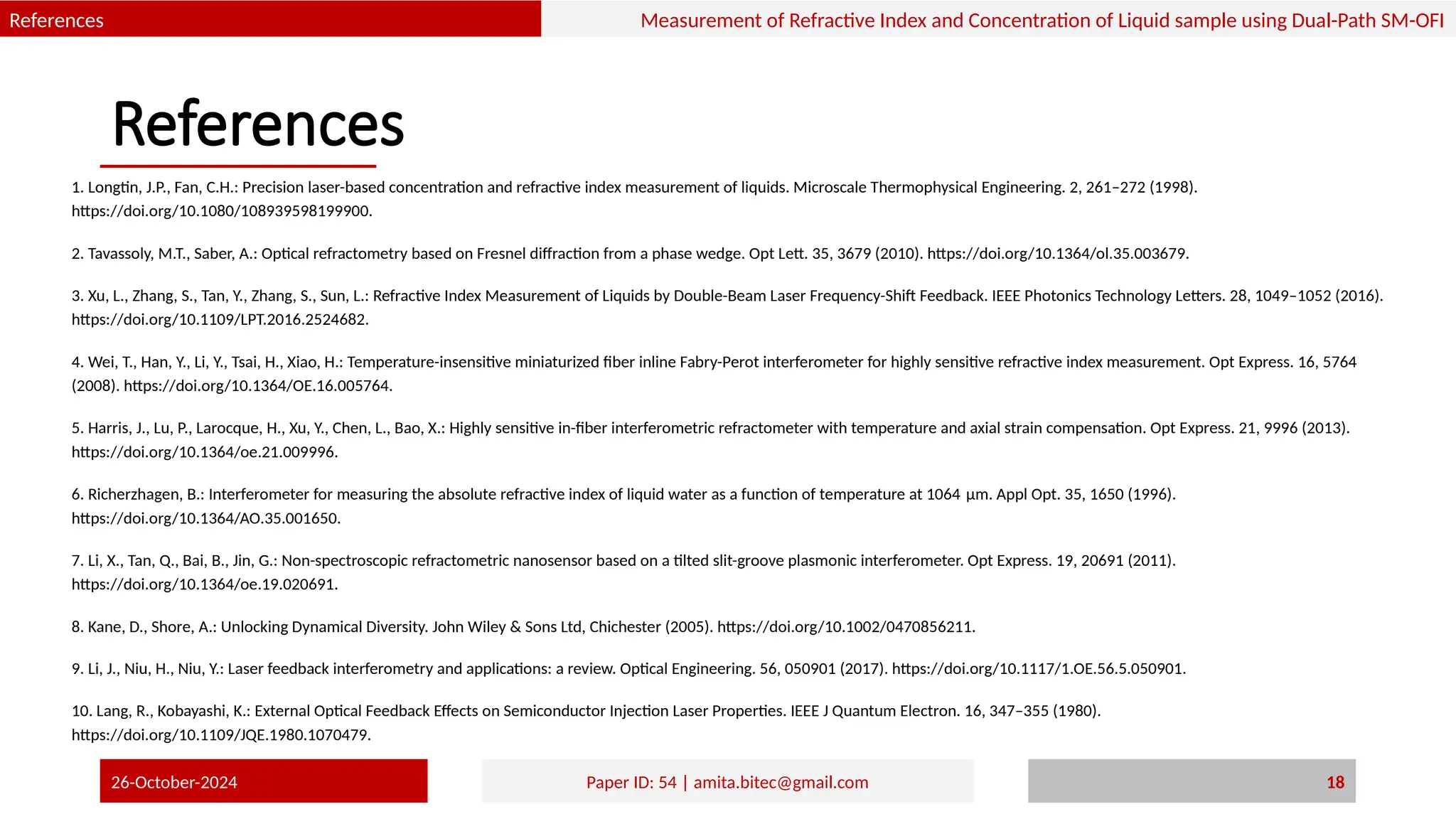 Measurement Of Refractive Index And Concentration Of Liquid Sample Ppt
