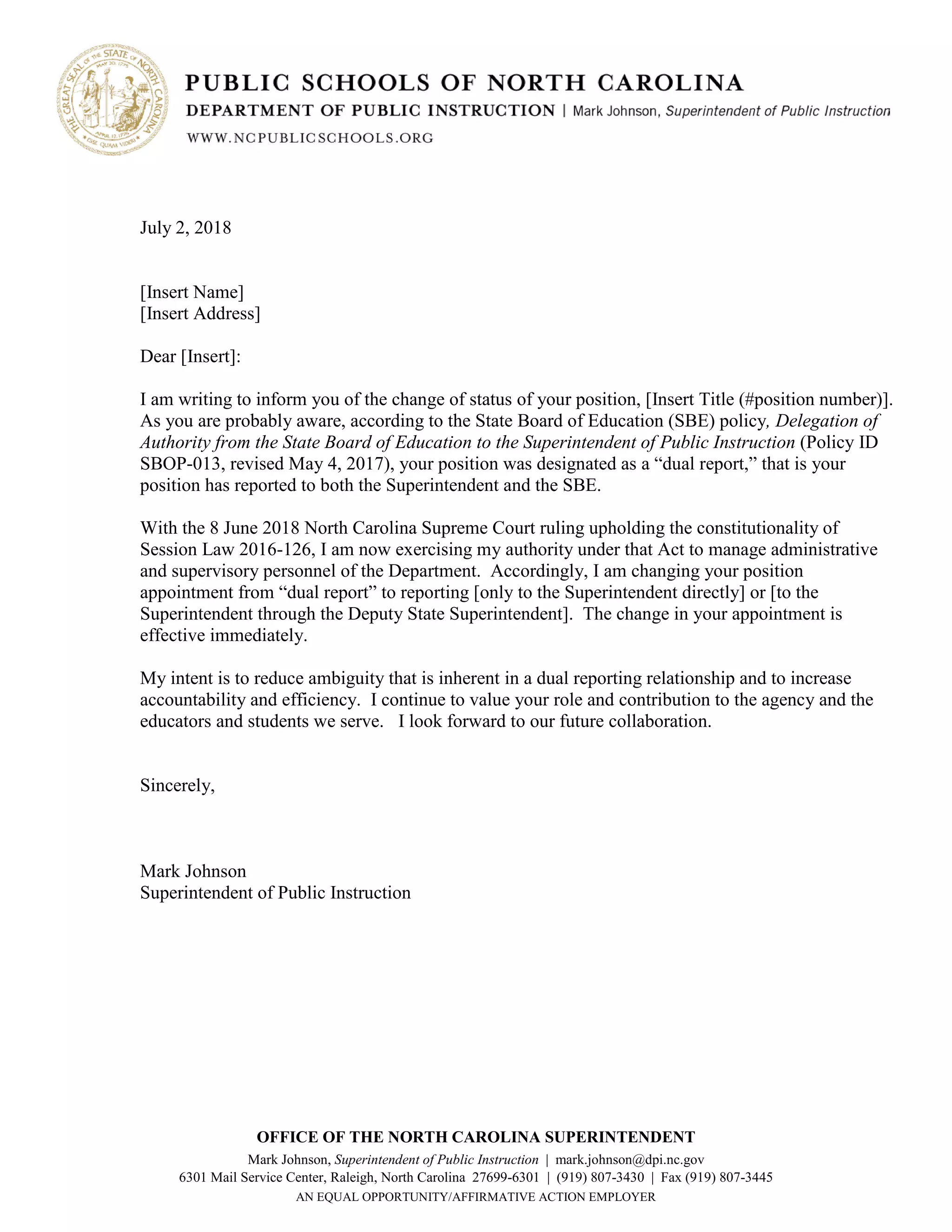 Johnson letter on dual reports | PDF