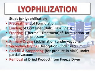 Lyophilization and Applications in Pharmaceutics | PPTX