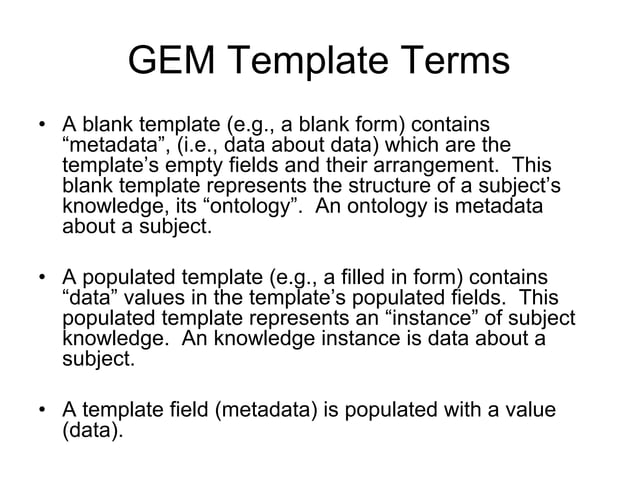 Template Approach To GEM 20020422 | PPT