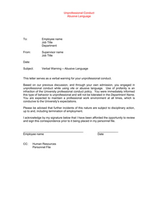 Template disciplinary lettersexamples-gables | DOC