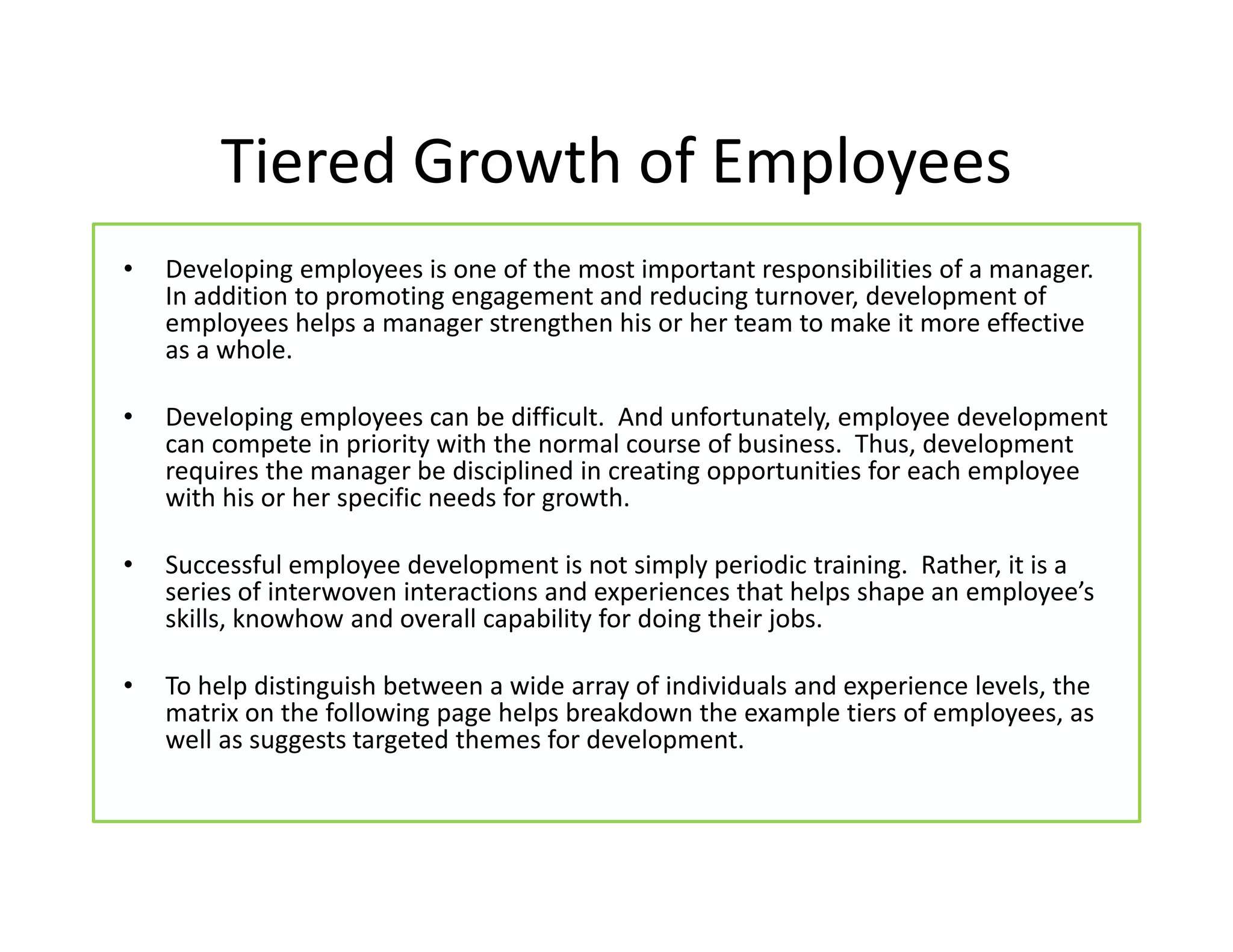 Tiered Employee Development | PDF | Human Resources | Business