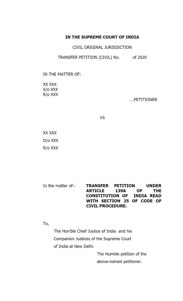Template - Transfer Petition Format for Supreme Court.pdf
