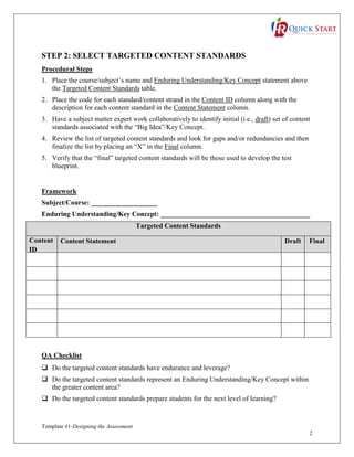 Template #1 Designing the Assessment-22JAN14 | PDF | Educational ...
