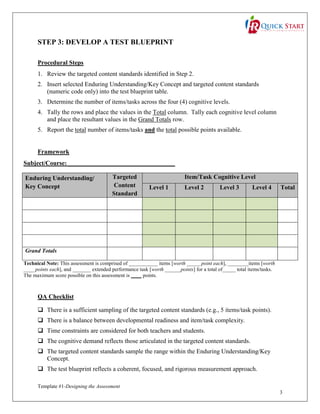 Template #1 Designing the Assessment-22JAN14 | PDF | Educational ...