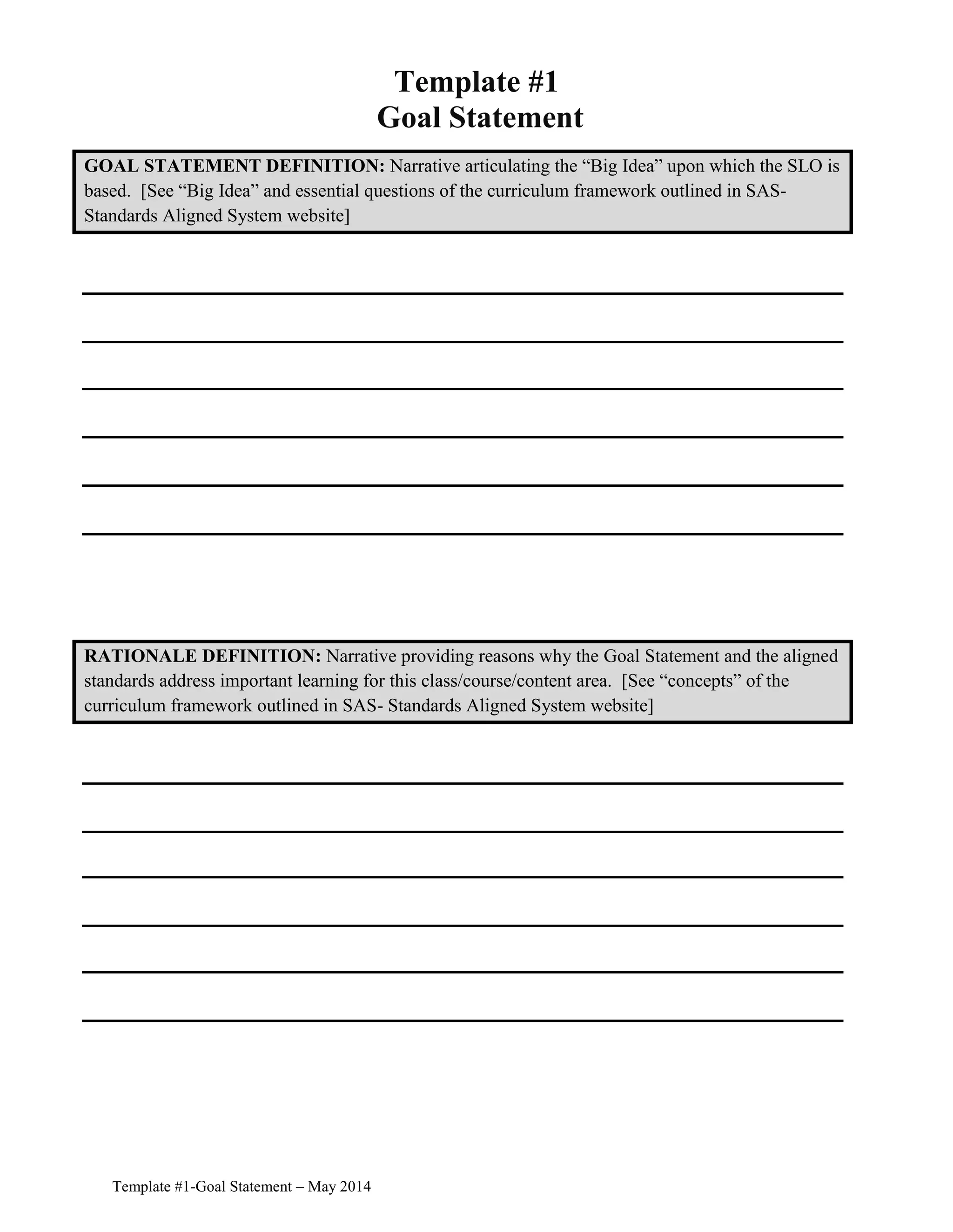 Template #1 Goal Statement-May 2014-Final | DOCX | Education