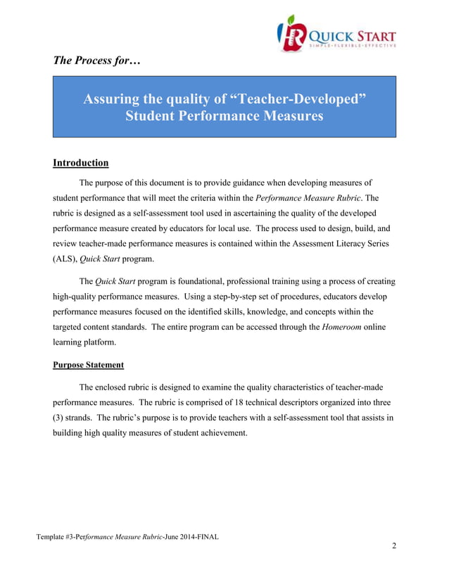 Template #3-Performance Measure Rubric-June 2014-FINAL | DOCX
