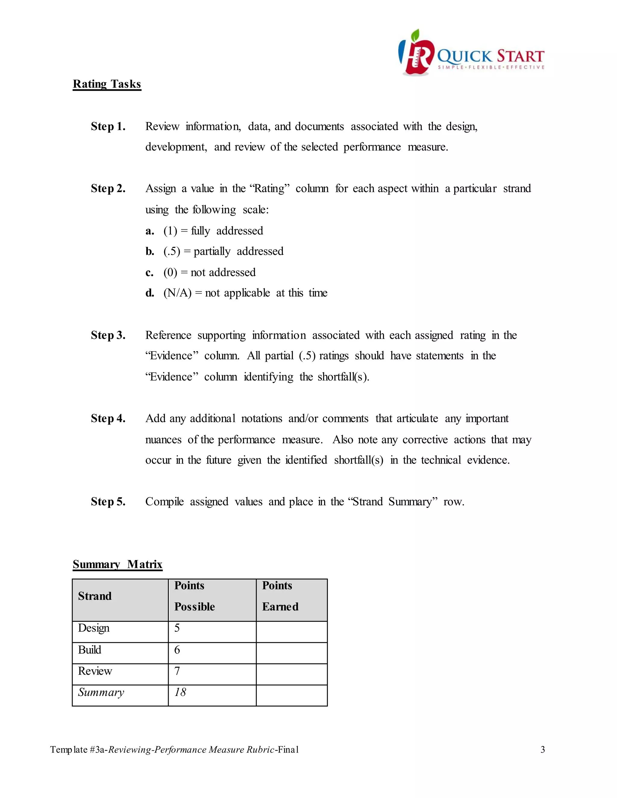 Template #3a performance measure rubric-final-la | PDF | Free Download