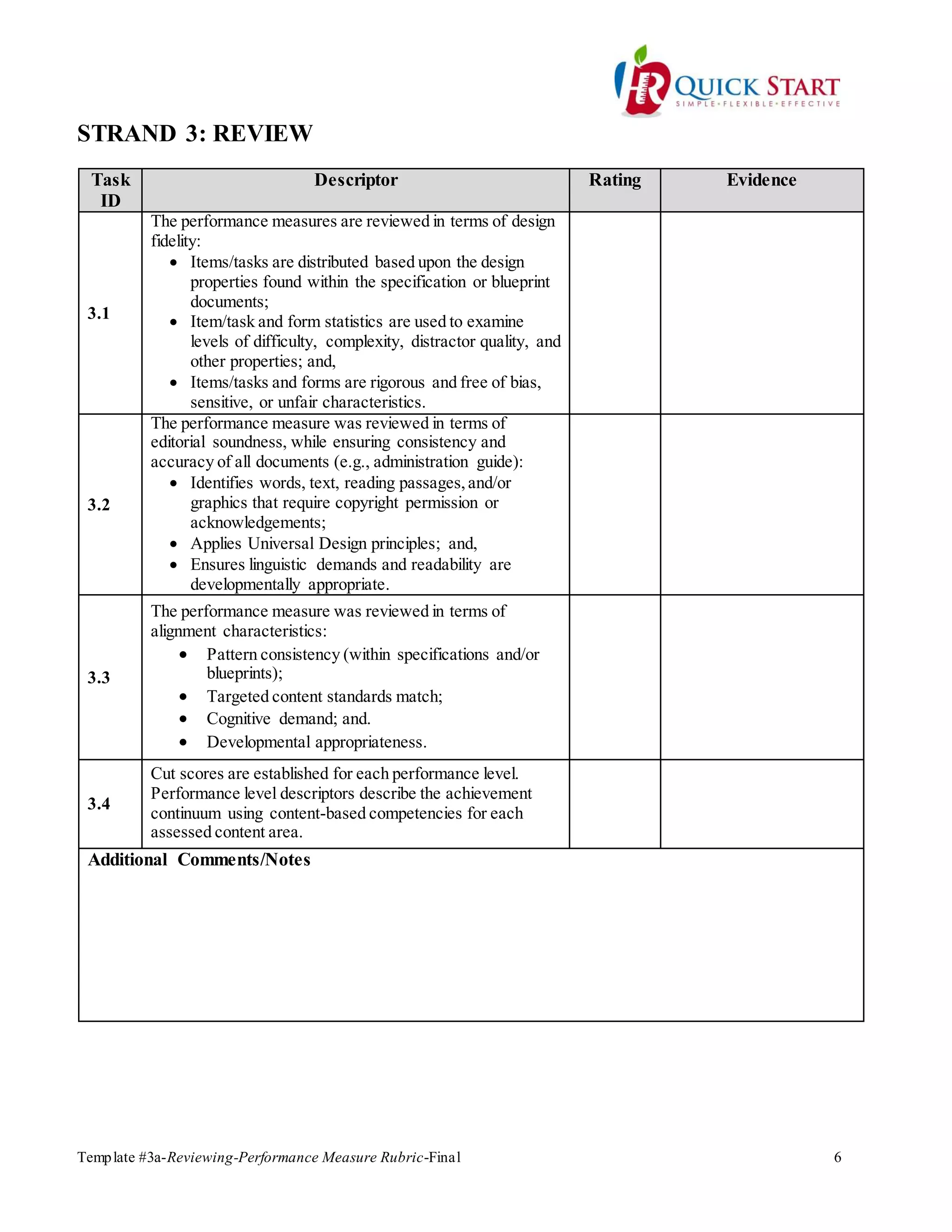 Template #3a performance measure rubric-final-la | PDF | Free Download