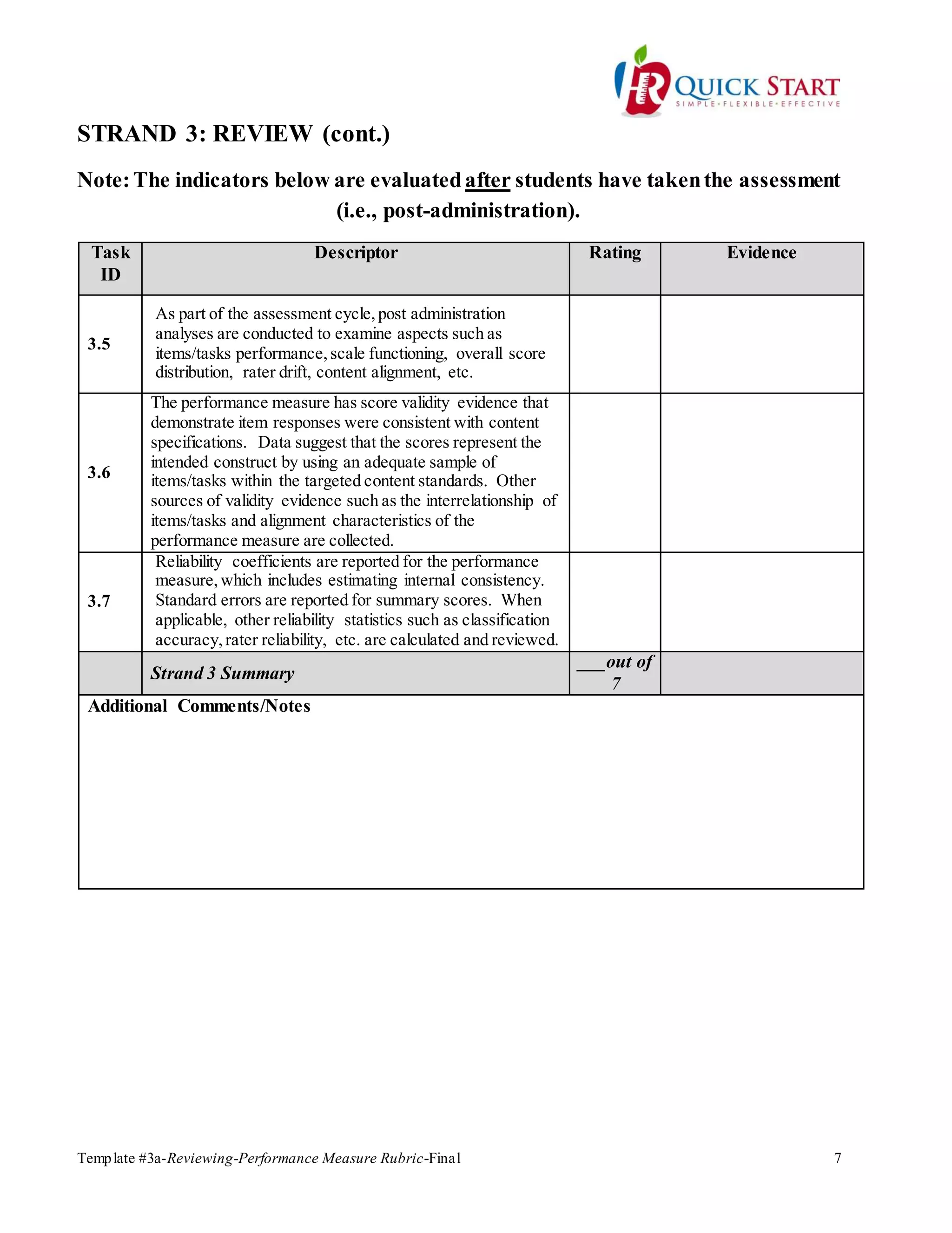 Template #3a performance measure rubric-final-la | PDF | Free Download