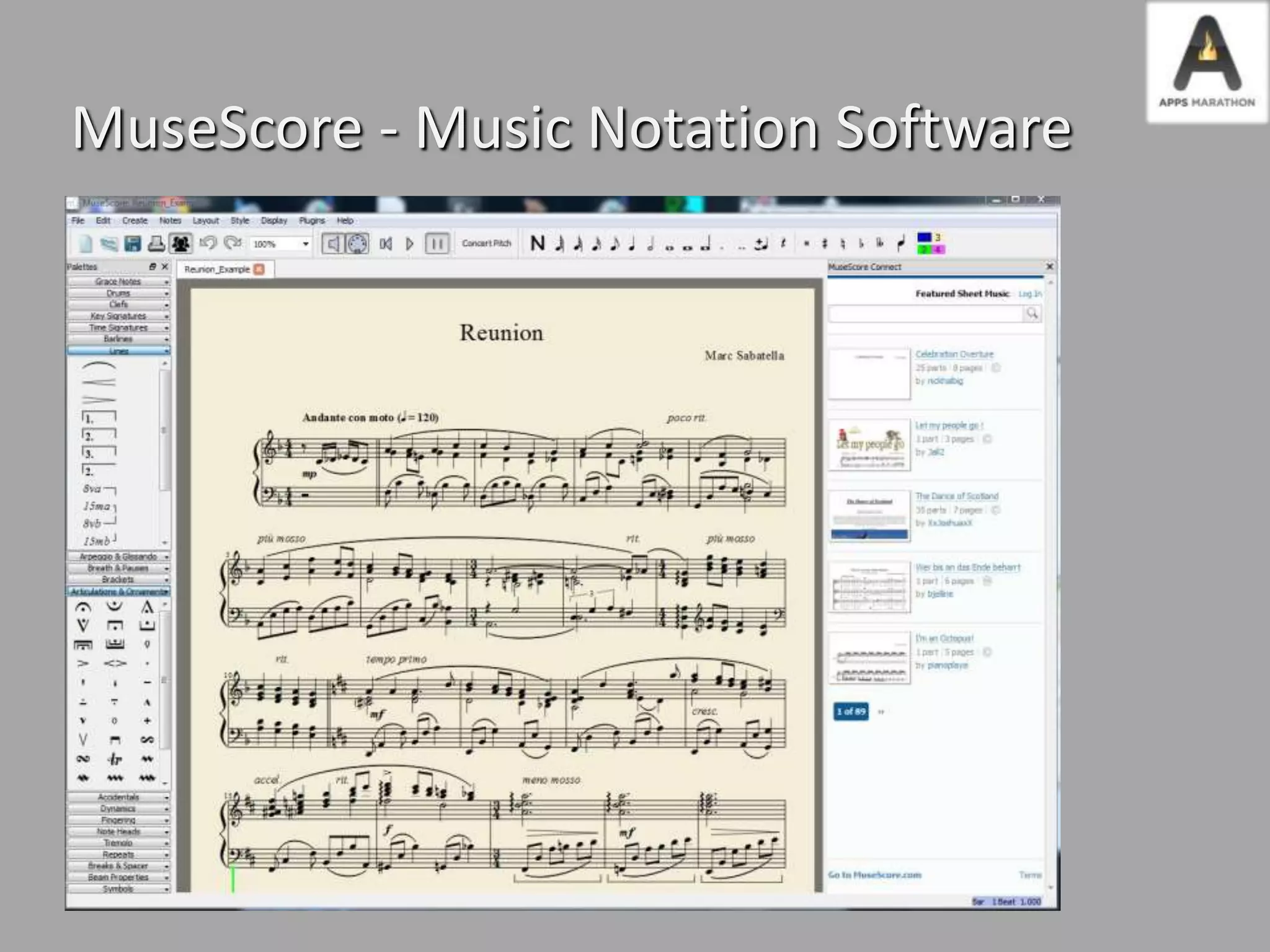 MuseScore presentation for AppsMarathon 2013 | PPTX