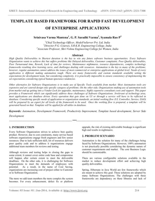 Template based framework for rapid fast development of enterprise applications | PDF