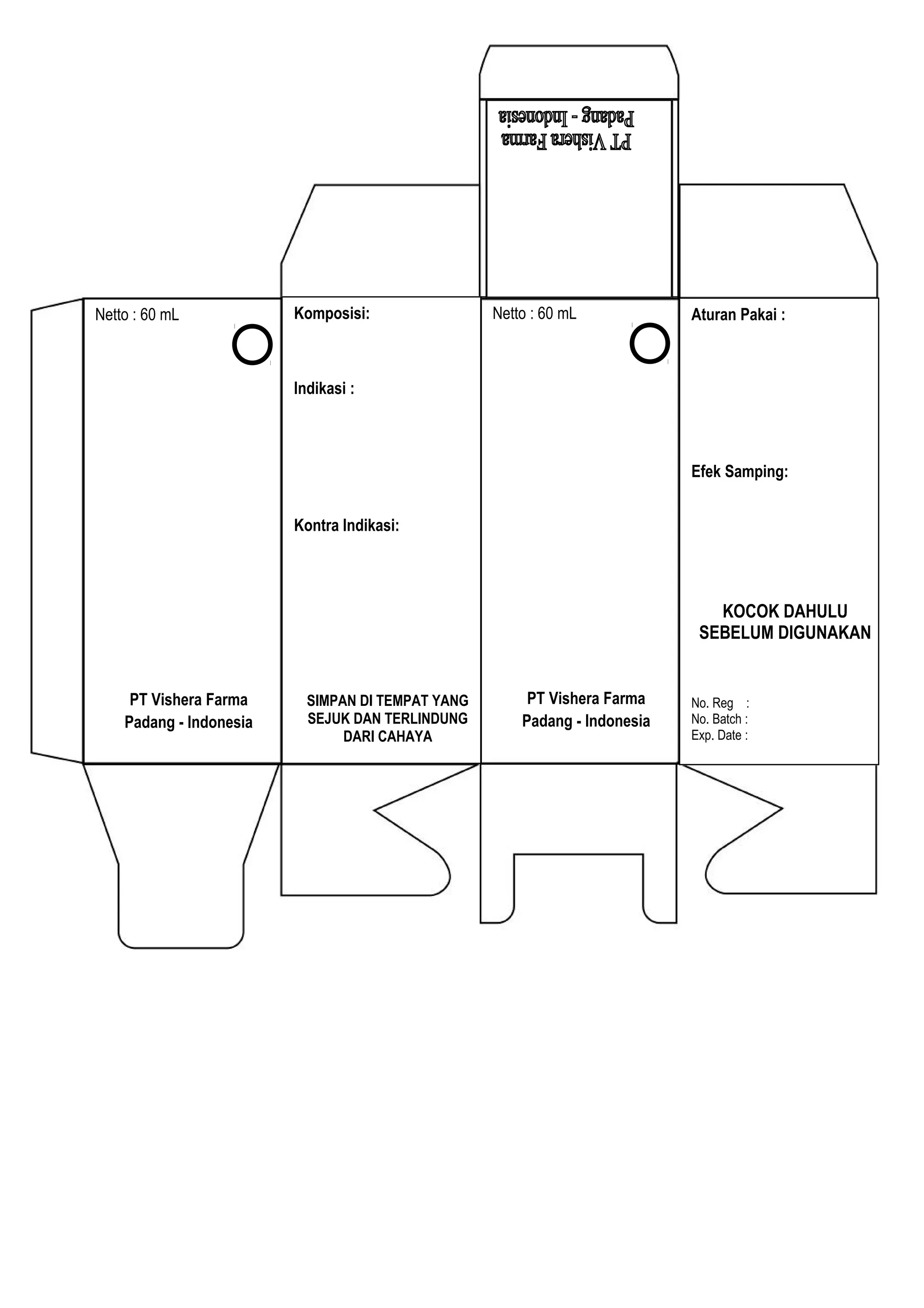 Template kotak obat 60 ml | DOC