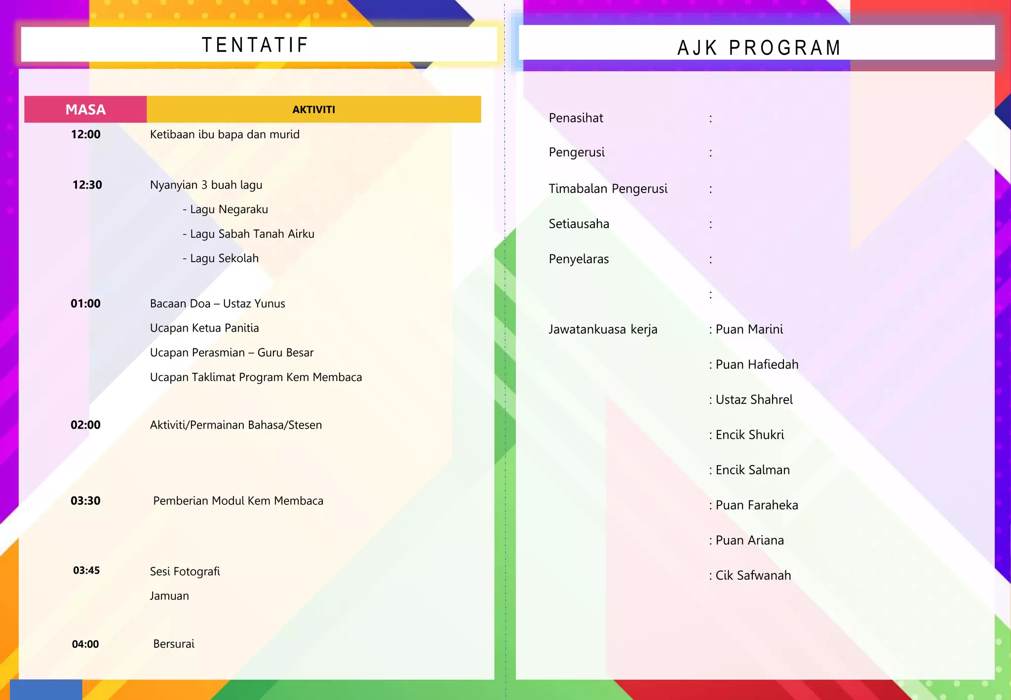 Template buku program percuma tema belbagai bentuk warna warni ...