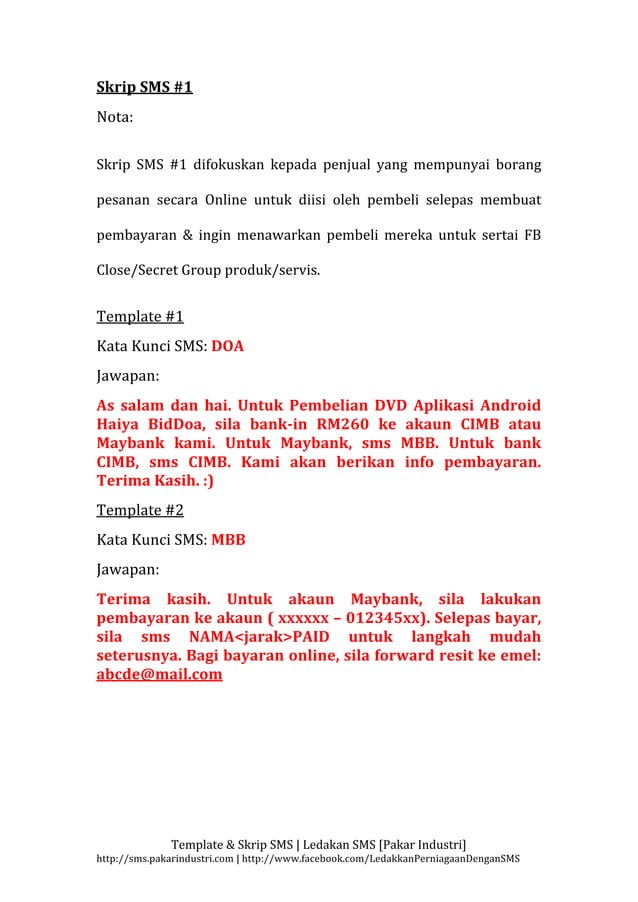 Template dan skrip_sms | PDF