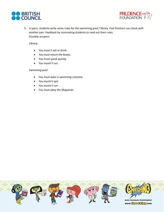 Templated cha ching video 4 - must and mustn't - grade 6 7 - teacher's ...