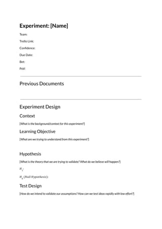Experimental Design Template What Is Experimental Research: