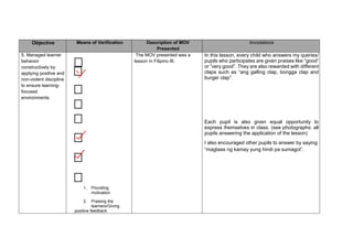 SAMPLE TEMPLATE FOR ANNOTATIONS TO BE USE IN THE IPCRF OF TEACHERS.docx