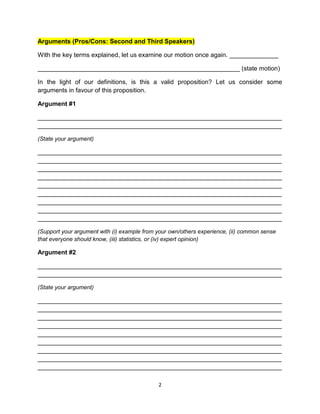 Template for debate speech | DOCX