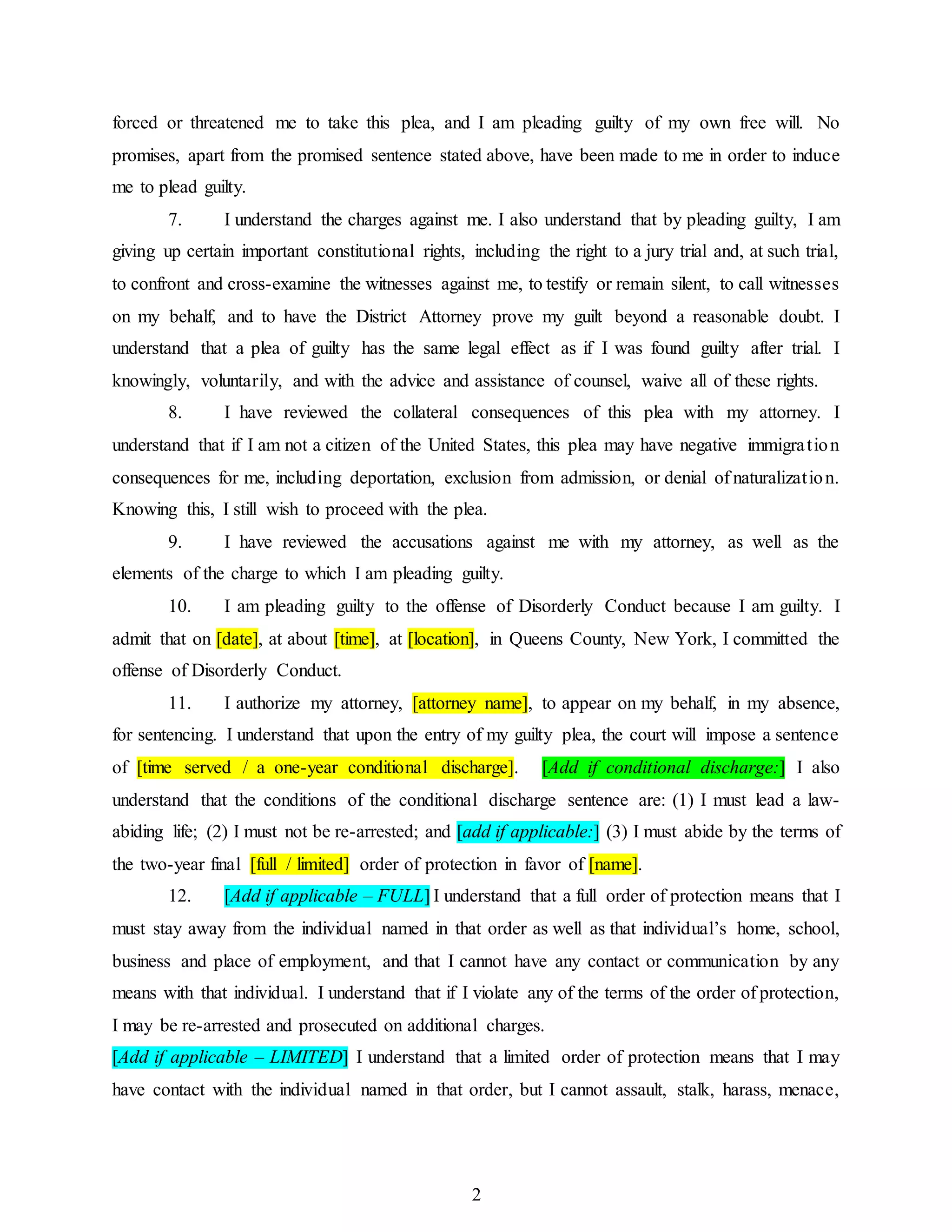 Affidavit of Plea and Sentence | DOCX