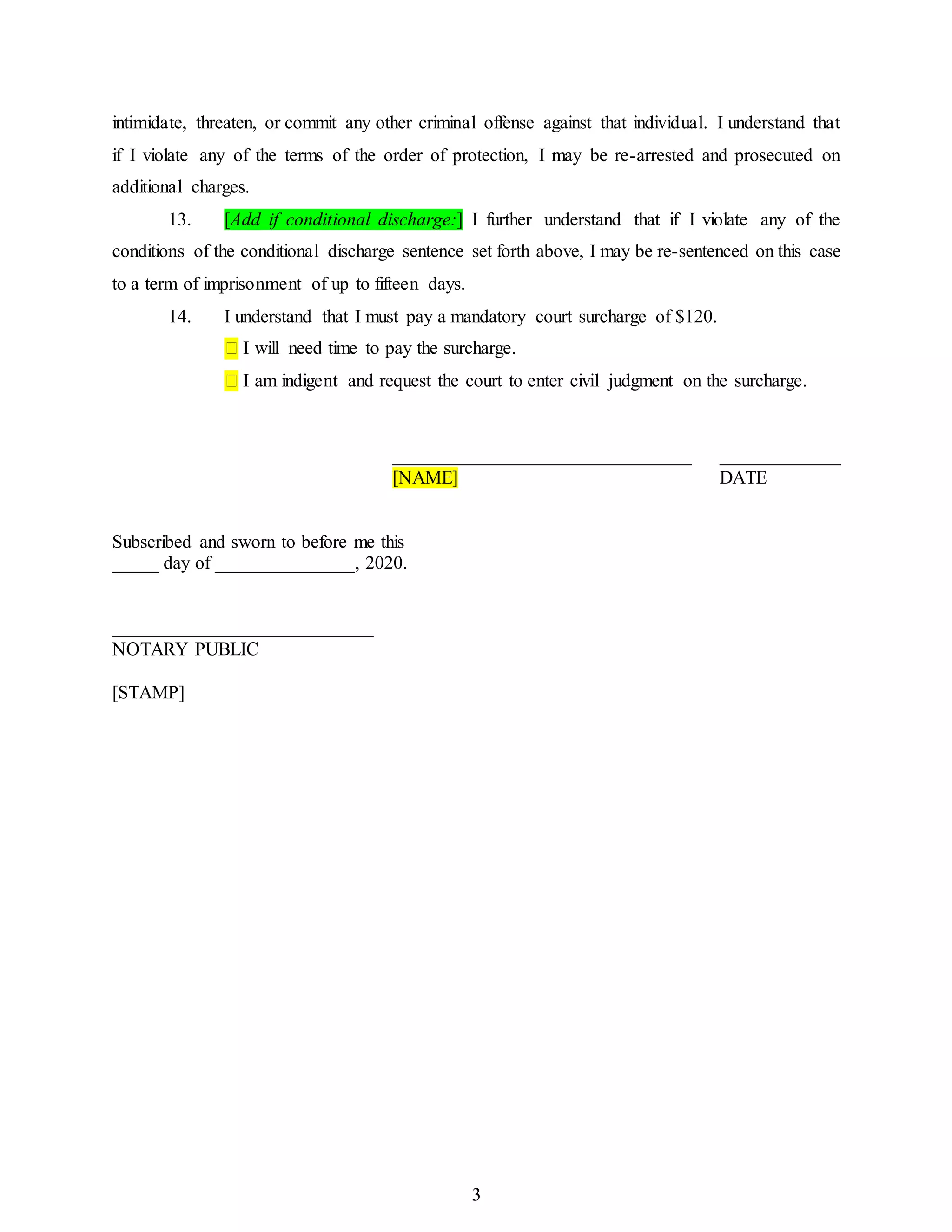 Affidavit of Plea and Sentence | DOCX