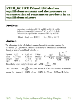 SHS STEM General Chemistry 2 Study Notes in Chemical Equilibrium ...