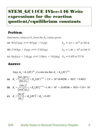 SHS STEM General Chemistry 2 Study Notes in Chemical Equilibrium ...