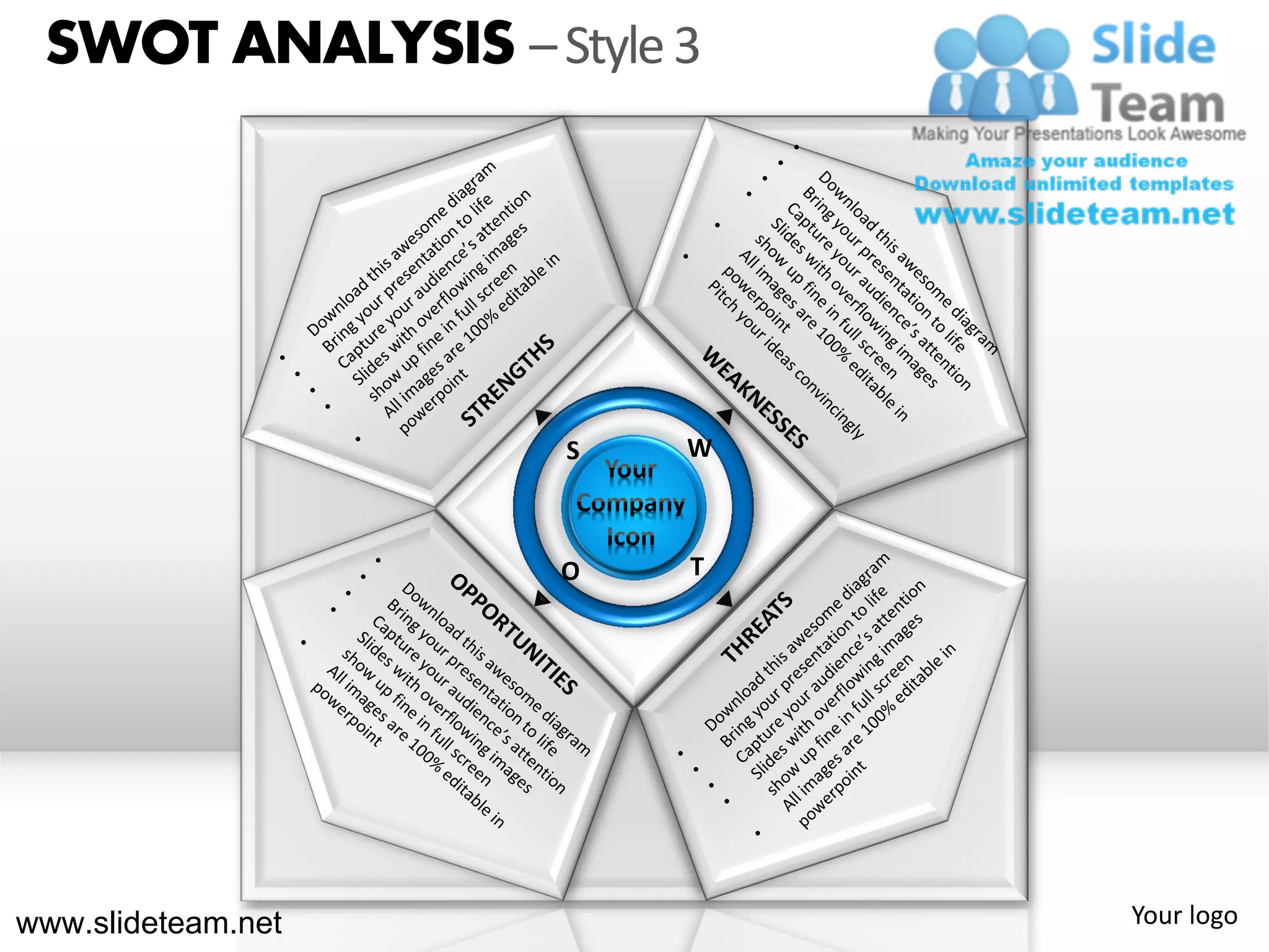 Template for swot analysis style design 3 powerpoint presentation ...