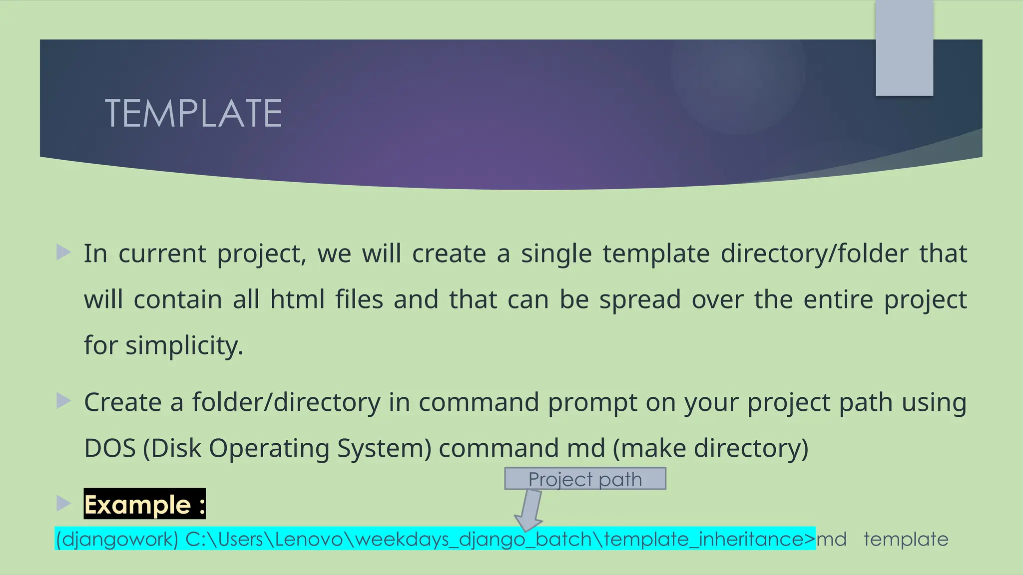 steps for template in django for project | PPT