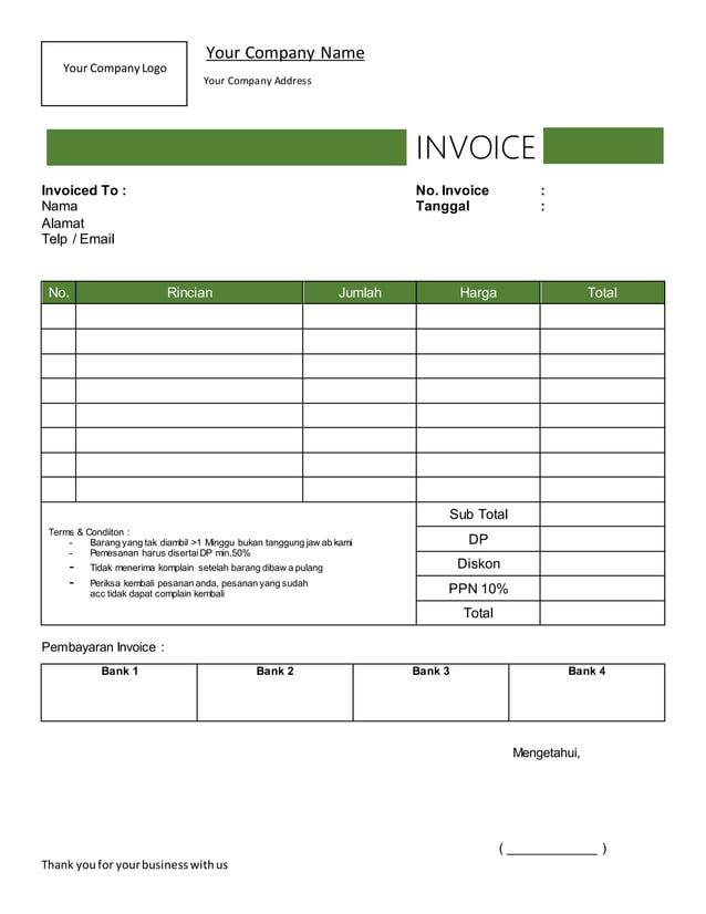 Template Desain invoice Tagihan | DOCX