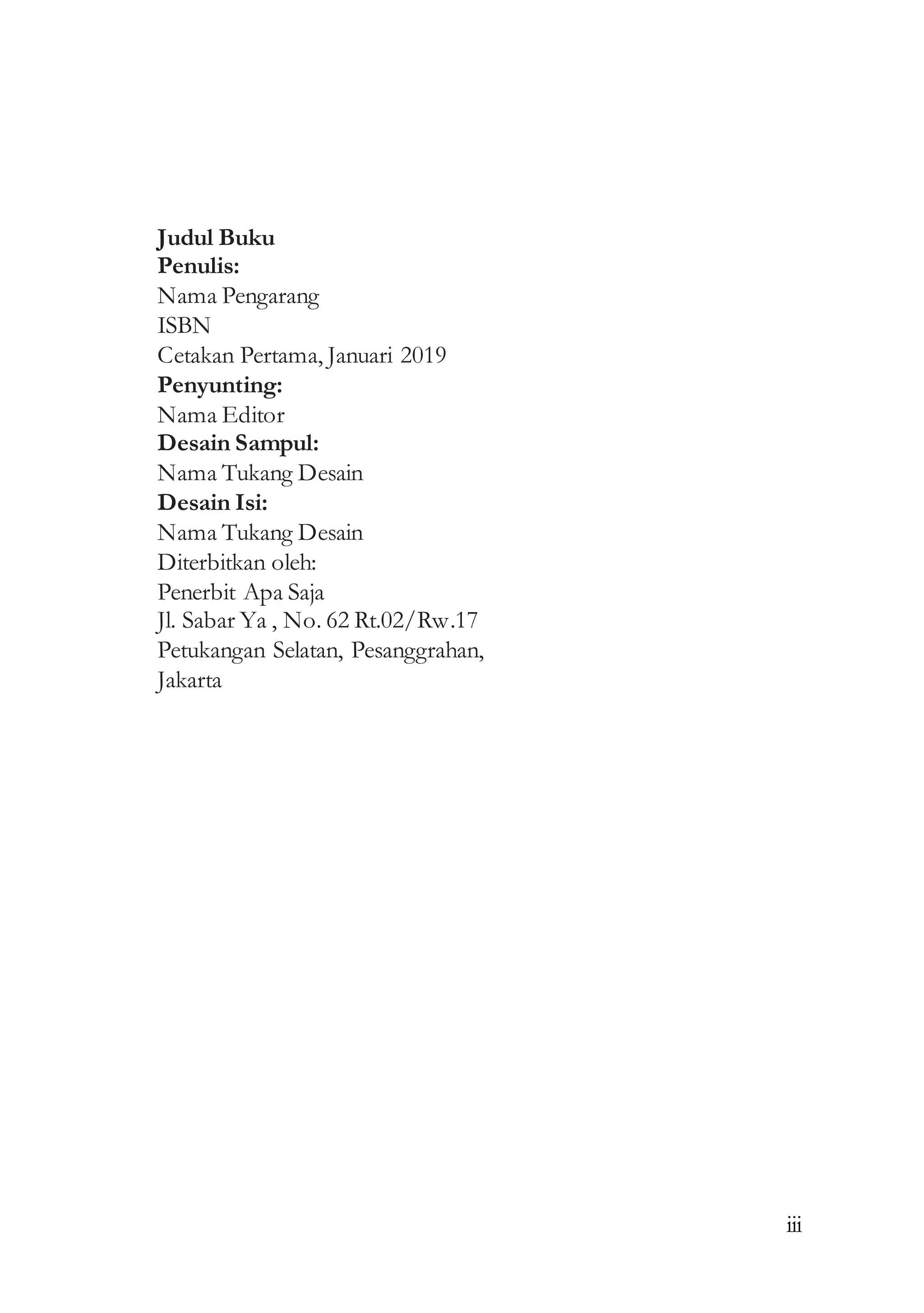 Template layout isi buku a5 | DOCX