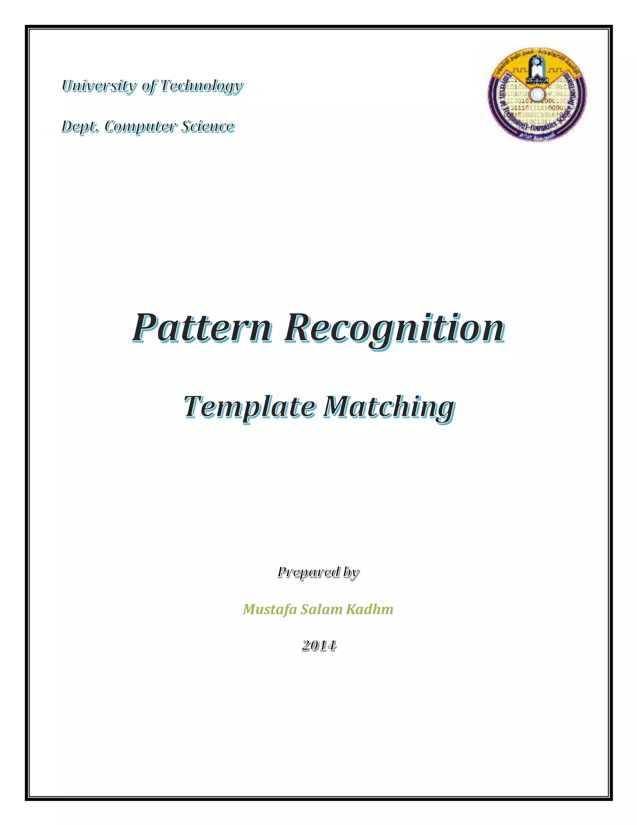 Template Matching - Pattern Recognition | DOCX