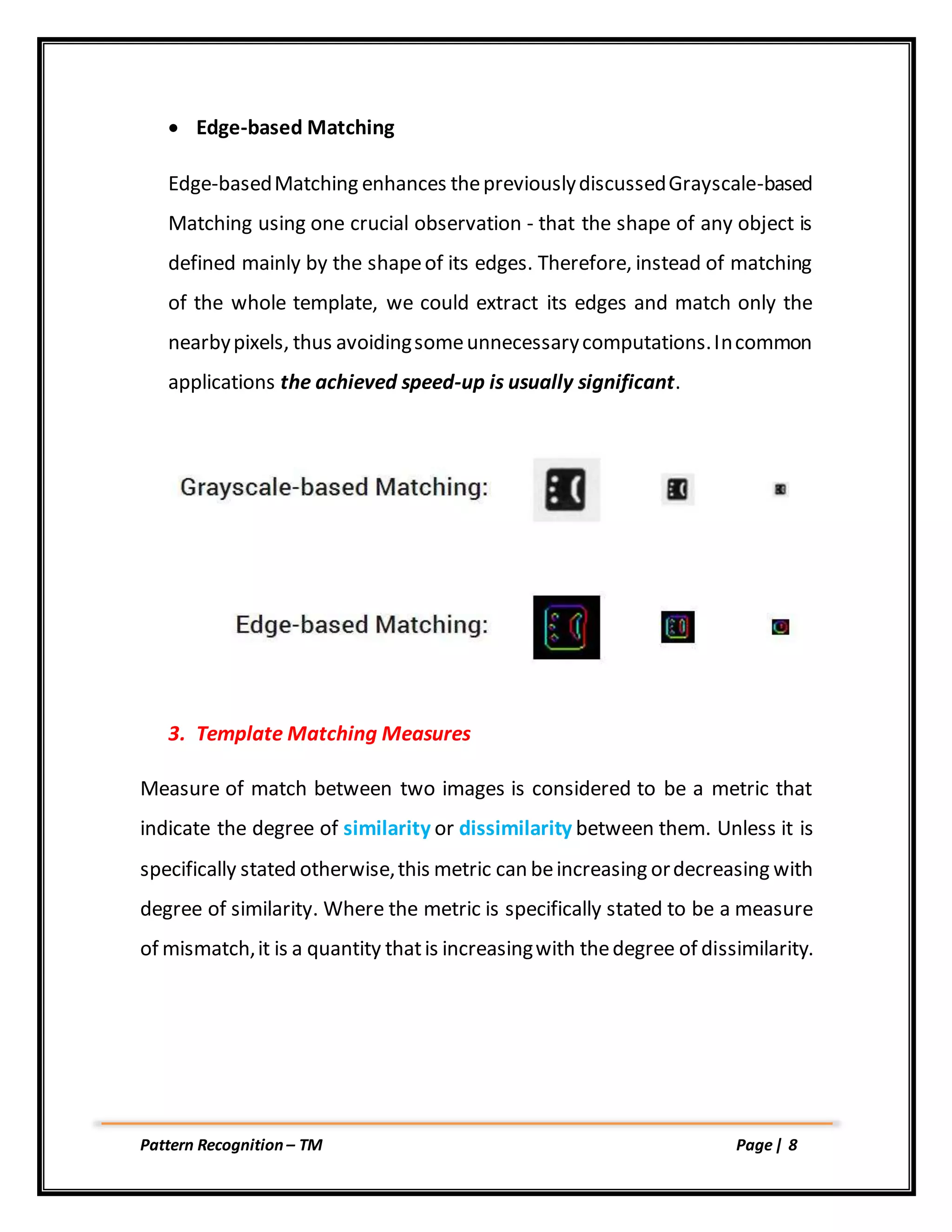 Template Matching - Pattern Recognition | DOCX