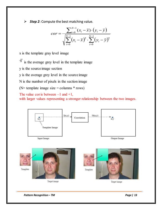 Template Matching - Pattern Recognition | DOCX