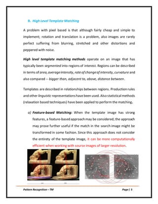 Template Matching - Pattern Recognition | DOCX