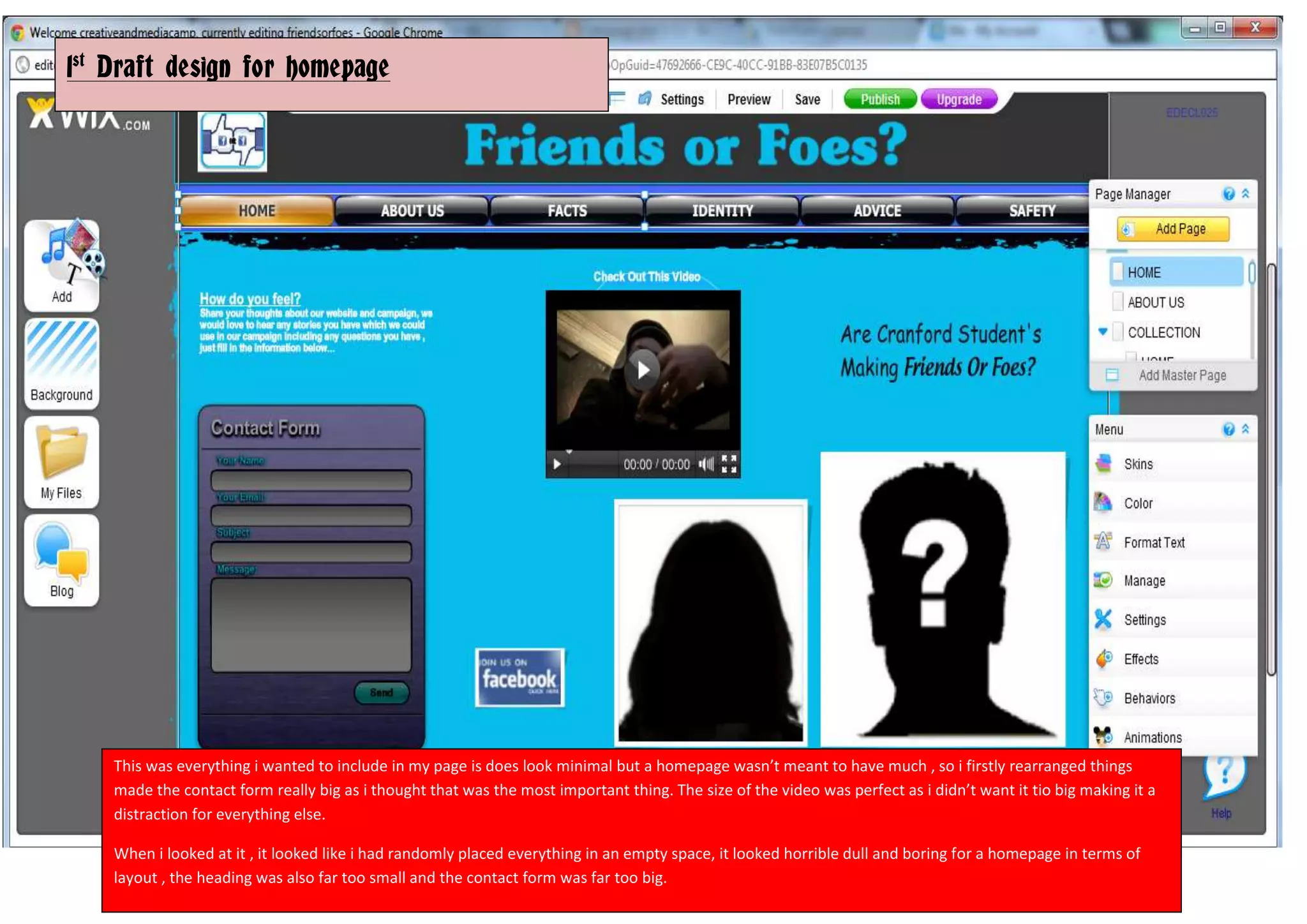1st draft design for a homepage | DOCX