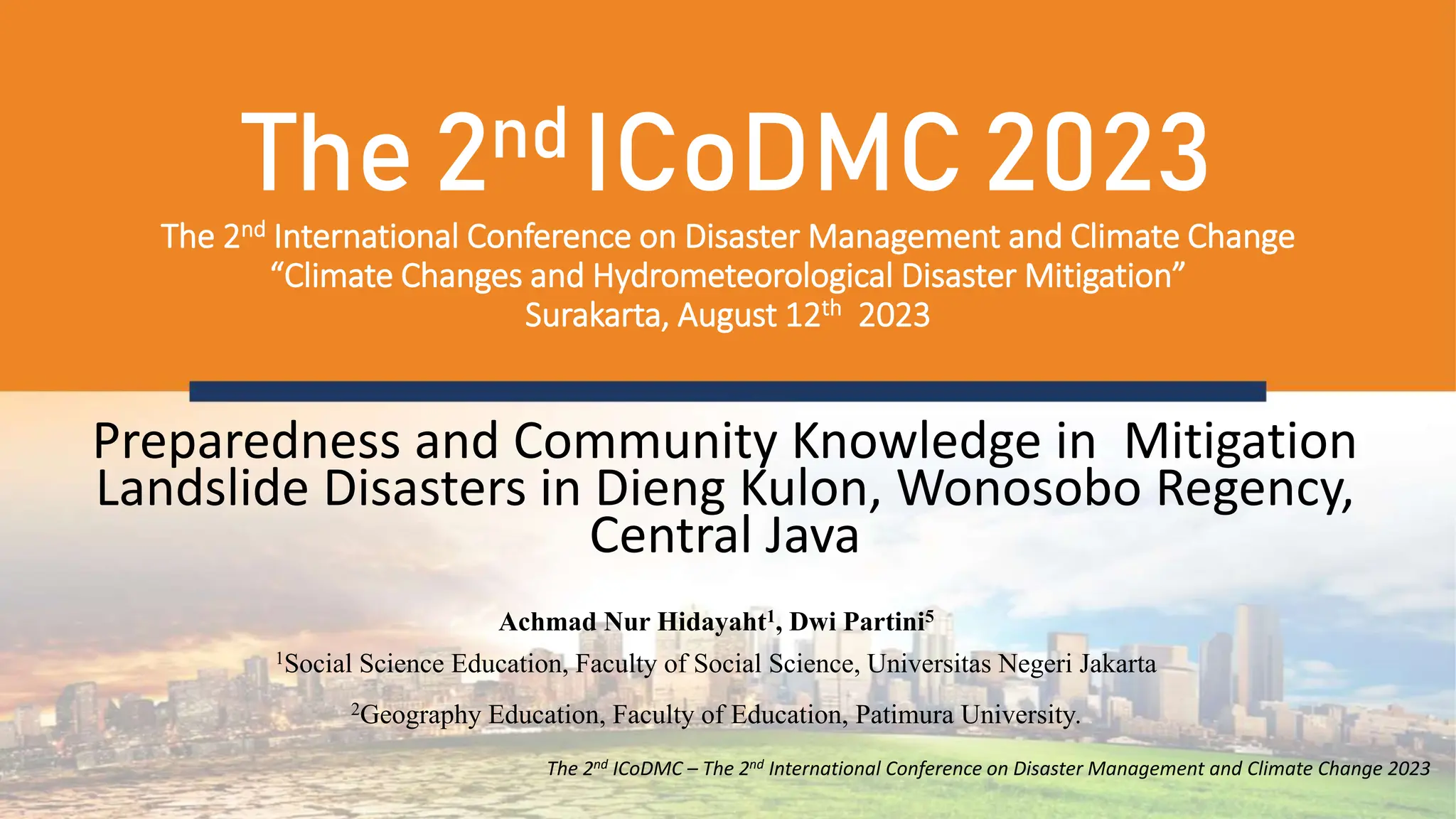 Template PPT ICoDMC 2023 Preparedness and Community Knowledge in ...