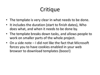 Microsoft Project 2007 Template project | PPTX