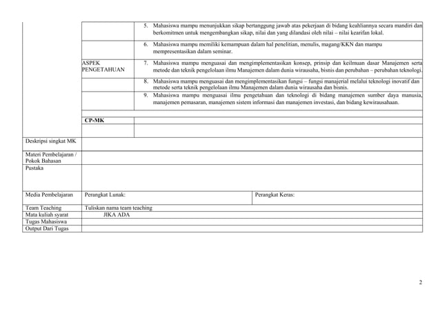 Template Rencana Pembelajaran Semester terbaru | PPT