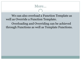 Templates in C++ | PPTX