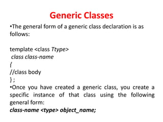 TEMPLATES in C++ are one of important topics in Object Oriented ...