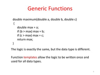 TEMPLATES in C++ are one of important topics in Object Oriented ...