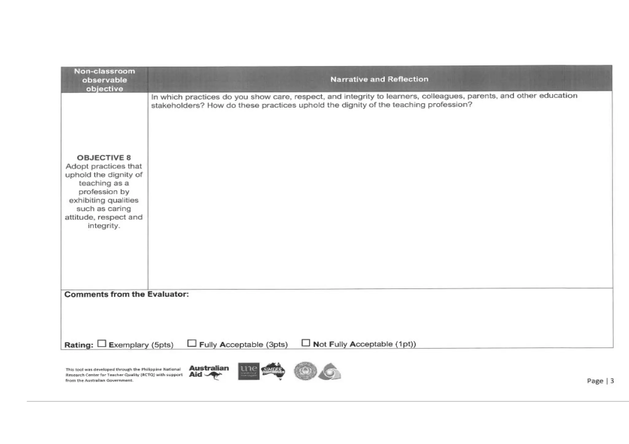 Templates for Teacher Reflection Form_T1 | DOCX