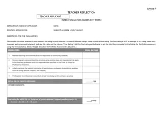 Templates for Teacher Reflection Form_T1 | DOCX
