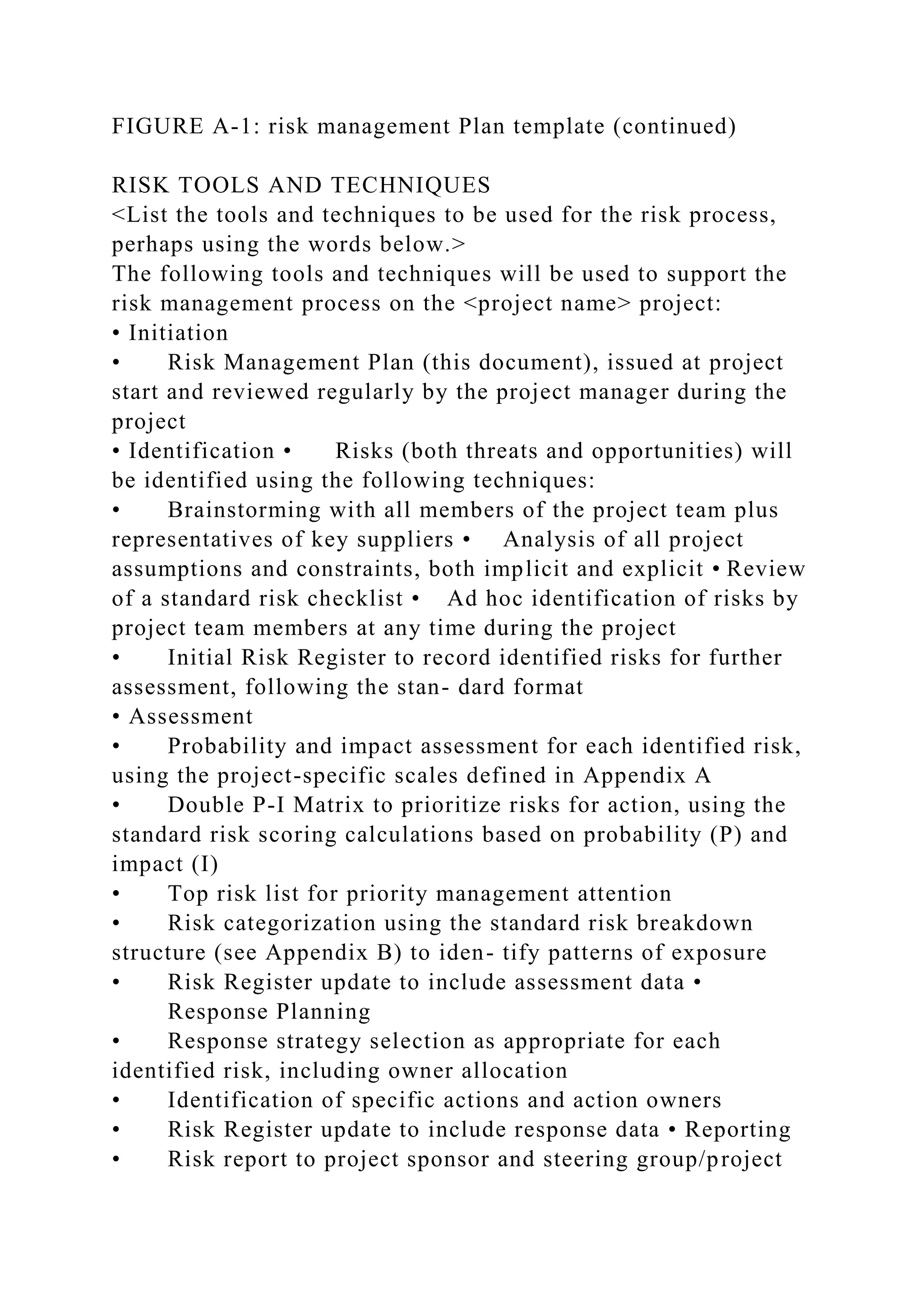 Templates and ExamplesTEMPLATE RISK MANAGEMENT PLAN FOR .docx