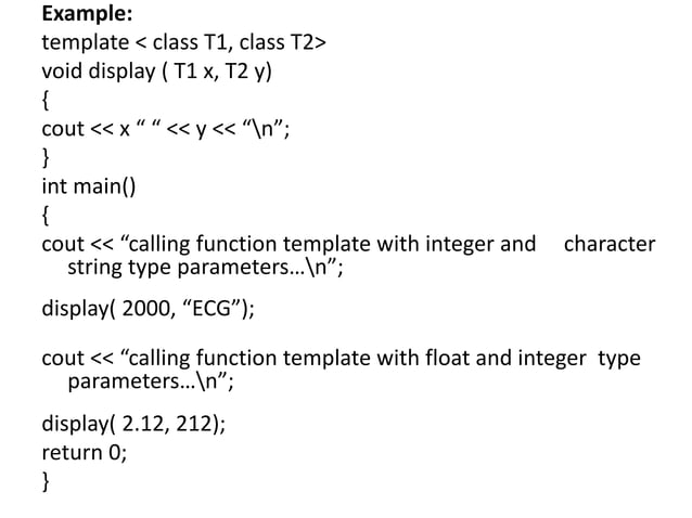 Templates in c++ | PPTX | Programming Languages | Computing